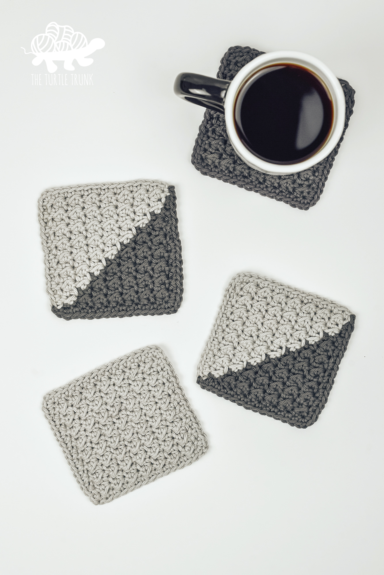 Farmhouse Coaster - Free Crochet Coaster Pattern - The Turtle Trunk